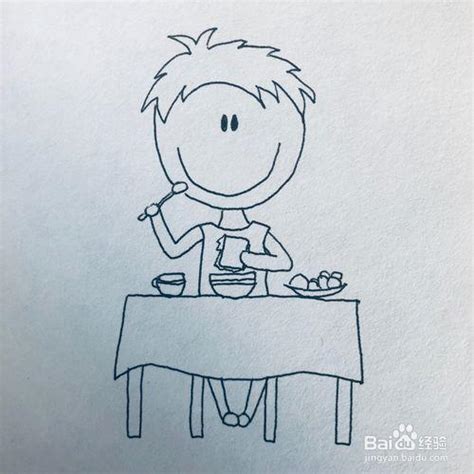 几个人在吃饭的简笔画教程 一个人在吃饭的简笔画 天马图吧