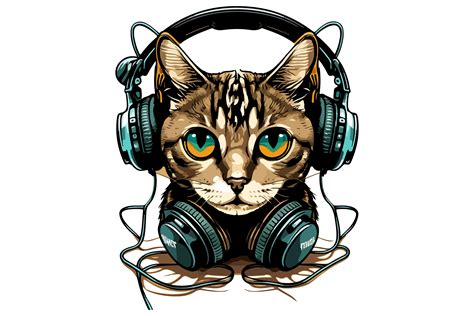 Cat Wearing Headphones Vector Graphic By Breakingdots · Creative Fabrica