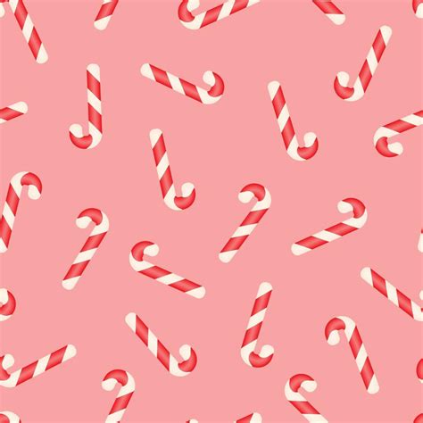 Candy Cane Seamless Christmas Pattern Happy New Year And Merry