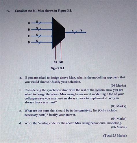 Solved Iv Consider The 41 Mux Shown In Figure 31 A54