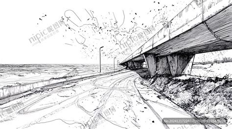 Ai创作图深中通道素描插画 西湾大桥线稿 场景线稿 灌篮高手场景 星海湾跨海大桥线稿 透视线稿 海边风景速写 嘉绍大桥线描 素描海边 街景线稿 东部沿海线描 北部沿海地标线稿 手绘嘉绍大桥