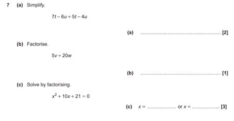 Gcse 9 1 Maths Factorising Expressions Past Paper Questions Pi