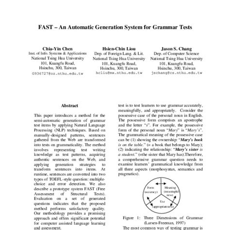 Fast An Automatic Generation System For Grammar Tests Acl Anthology