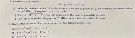 Solved 1 Consider the function f x y 1 1² y² a Chegg com