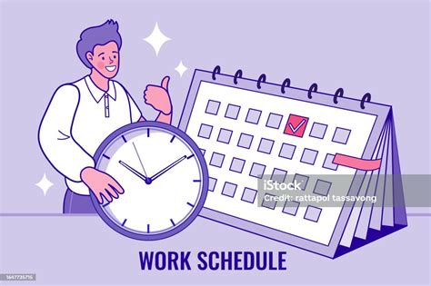 달력 계획 일정 비즈니스 개념입니다 큰 돋보기를 가진 남자 일 달력에 대한 작업 계획과 날짜 확인 시간 관리 또는 마감일 벡터