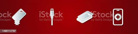 충격 방지 전화 Usb 케이블 코드 유리 화면 보호기 및 전화 수리 서비스 아이콘을 설정합니다 벡터 Usb 케이블에 대한 스톡 벡터 아트 및 기타 이미지 Istock