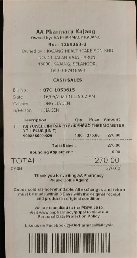 Pin By Kin Wah Mok On Receipt Kajang Selangor Person