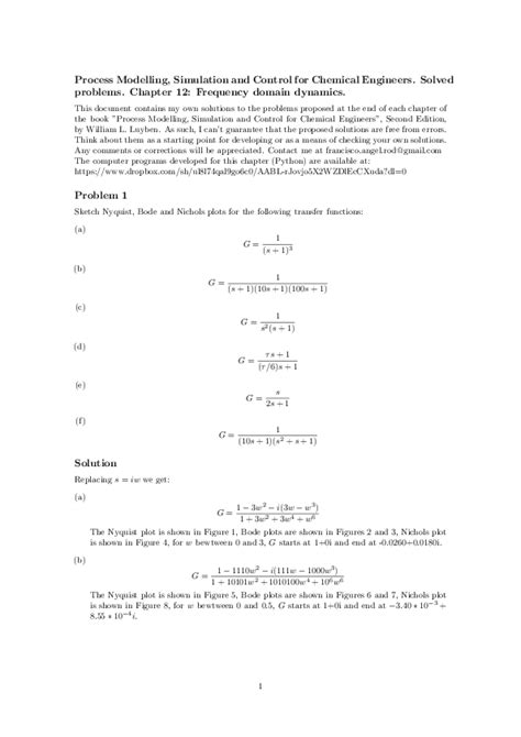 Pdf Process Modelling Simulation And Control For Chemical Engineers