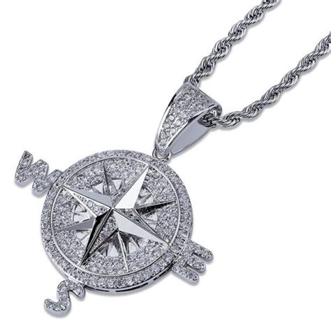 Hip Hop Brass Compass Iced Out Necklace Vvv Jewelry Sterling Silver Jewelry Online Shopping