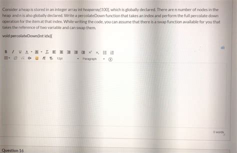Solved Consider A Heap Is Stored In An Integer Array Int