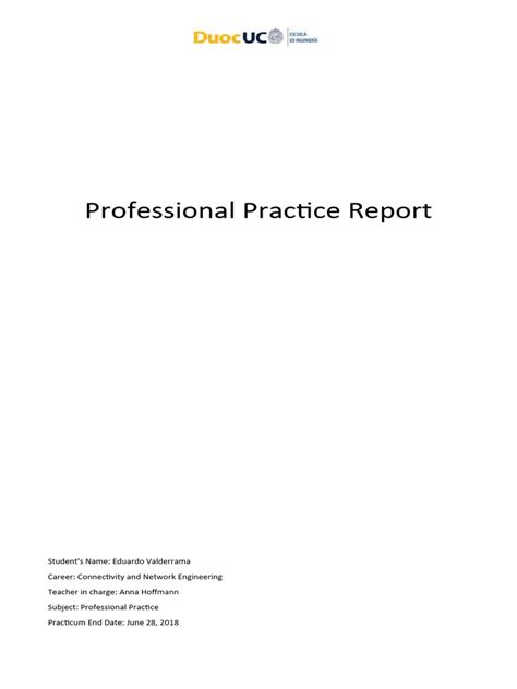 Duoc Uc Network Engineering Professional Practice Report Pdf