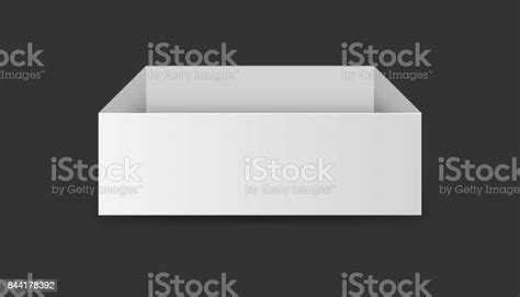 화이트 골 판지 포장 상자입니다 벡터 일러스트 검은 배경에 고립입니다 3차원 형태에 대한 스톡 벡터 아트 및 기타 이미지 3차원 형태 가리기 검은색 Istock