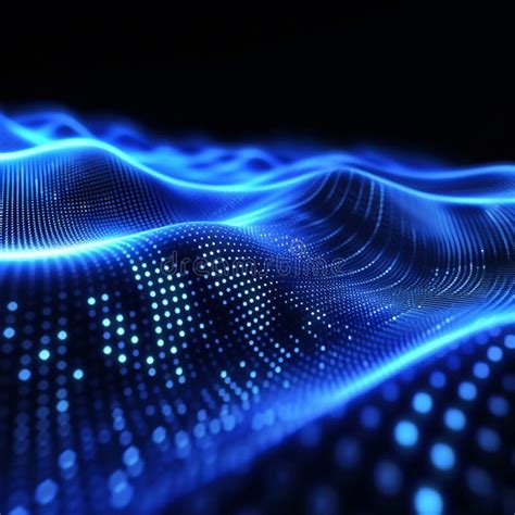 Futuristic Digital Landscape With A Glowing Blue Wave Pattern Representing Advanced Technology