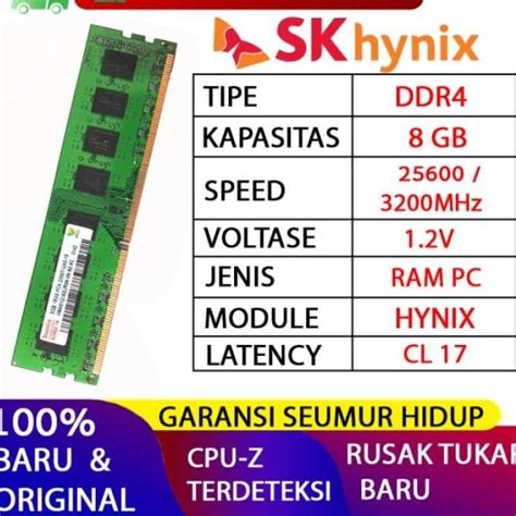 Promo Ram Pc Hynix Ddr4 8gb 25600 3200 Mhz Ori Ram Pc Ddr4 8gb 3200 Mhz Multivariasi