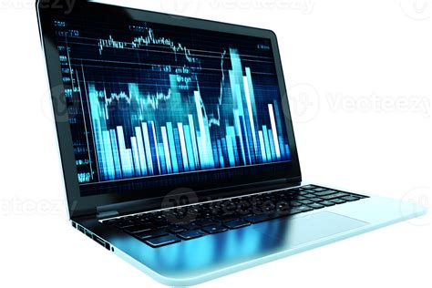 Laptop Screen Displaying Financial Charts And Graphs Business Analytics