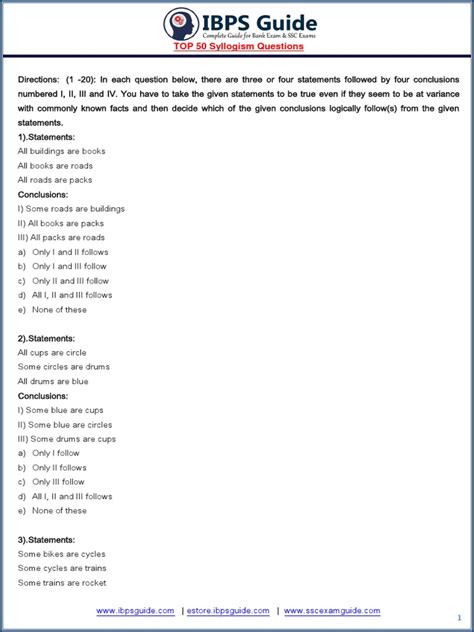 Top 50 Syllogism Questions Pdf