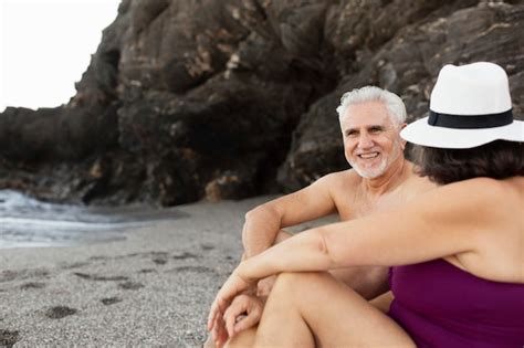 Premium Photo Older Couple Spending Time Together On The Beach