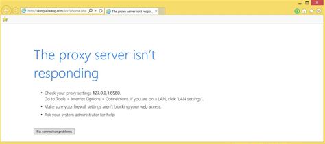 browser cannot connect to the internet through proxy server in