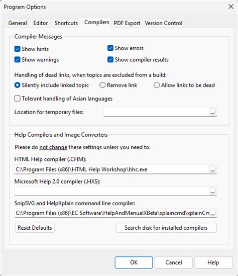 Program Options Compilers
