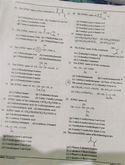 the iupac name of cc o c c c filo