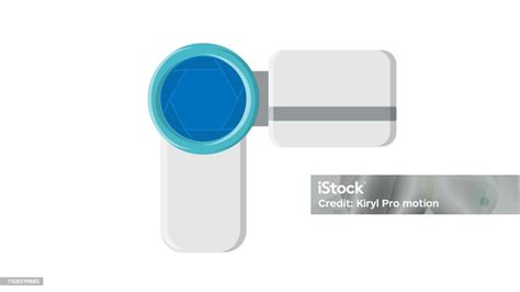 흰색 배경에서 비디오를 촬영하기위한 개폐식 화면이있는 선형 흰색 평면 아이콘 디지털 비디오 카메라의 벡터 그림 개념 컴퓨터 디지털 기술 가정용 캠코더에 대한 스톡 벡터 아트