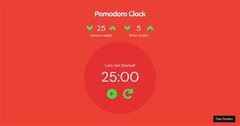 Javascript Pomodoro Clock Codesandbox