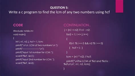 C Program To Find The Lcm Of Any Two Numbers Using Hcf Youtube