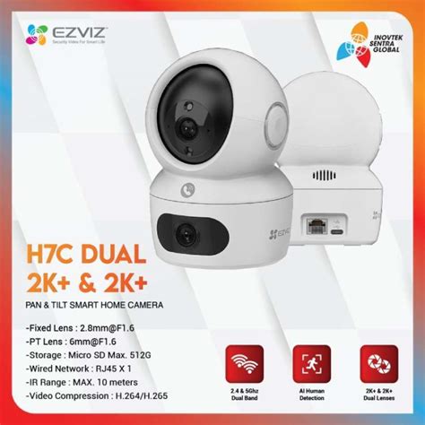 Jual Ezviz H7c Dual Lens 2k And 2k Smart Home Wifi Pan Tilt Ip Camera