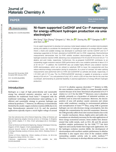 Pdf Ni Foam Supported Coohf And Co P Nanoarrays For Energy
