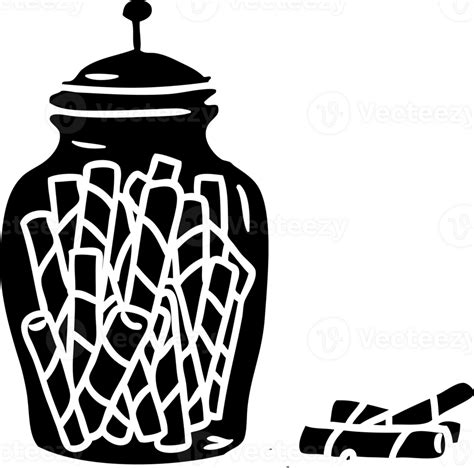 Line Drawing Of A Traditional Candy Sticks In Jar Solid Black Icon 40885634 Png