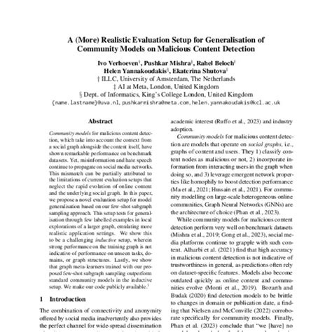 A More Realistic Evaluation Setup For Generalisation Of Community Models On Malicious Content