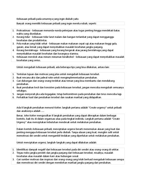 8 Langkah Perubahan Menurut Kotter Pdf