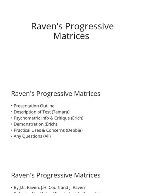 Ravens Progressive Matrices Pdf