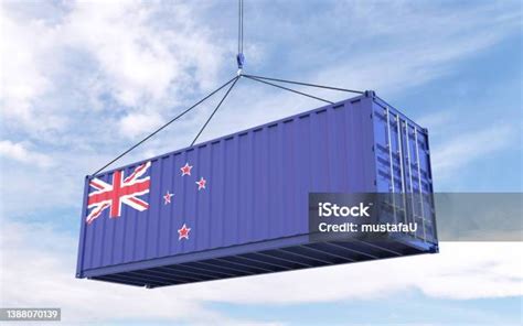 3d 뉴질랜드 국기로 하늘을 로드하는 선적화물 컨테이너의 3d 렌더링 백그라운드 스톡 사진 0명에 대한 스톡 사진 및 기타 이미지 0명 3차원 형태 개념 Istock