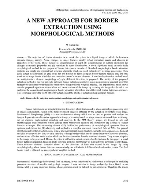 Pdf A New Approach For Border Extraction Using Morphological Methods
