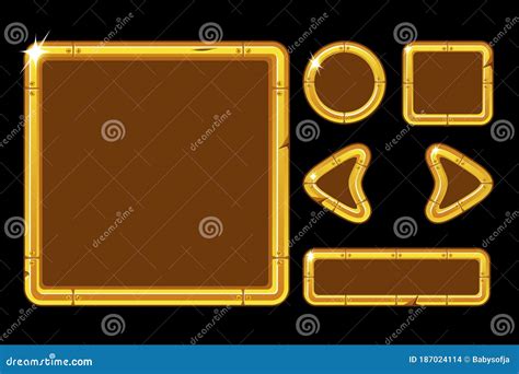 Vector Game Ui Kit Golden User Interface For Game Menu Stock Vector Illustration Of Graphic