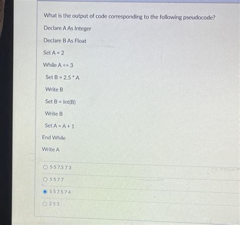 Solved What Is The Output Of Code Corresponding To The