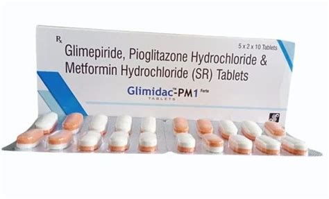 Glimepiride Pioglitazone Hydrochloride Metformin Hydrochloride Tablets 1mg At Rs 68 Box In