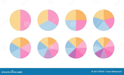 Piechart With Segments And Slices In Shades Of Gray Colors Circular