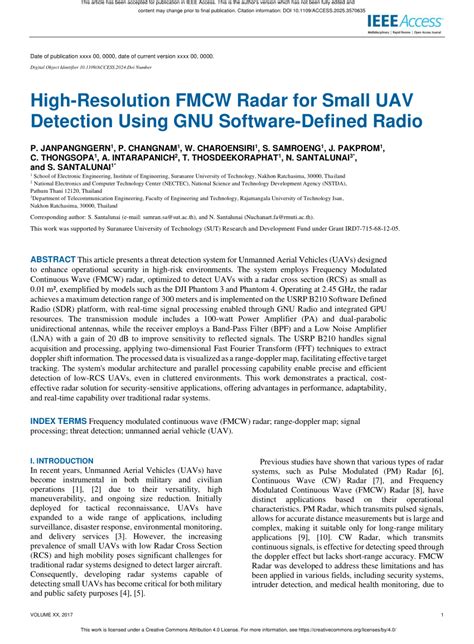 Pdf High Resolution Fmcw Radar For Small Uav Detection Using Gnu