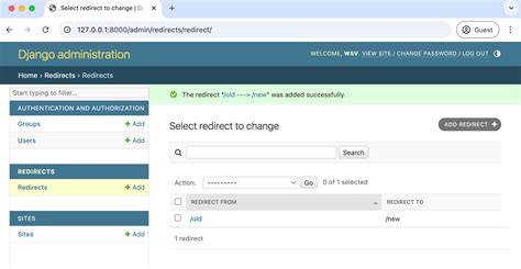 django redirects app tutorial