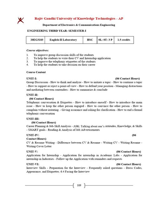 R20 Ece E3 Elcs Lab Ii 20eg3182 Pdf Learning Cognition