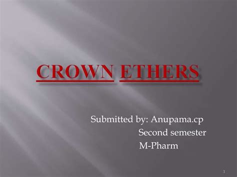 Crown Ethers Pptx Chemistry Science