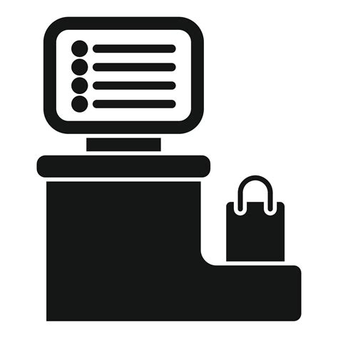 Self Service Checkout Machine With Shopping Bag Icon 49065182 Vector Art At Vecteezy
