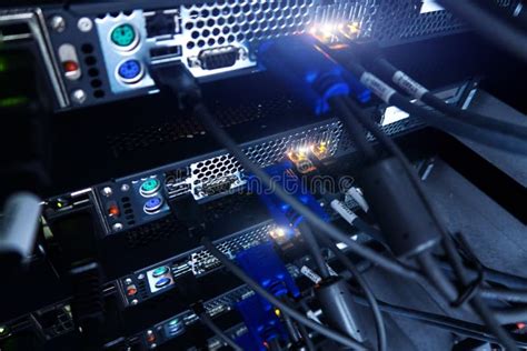 Server Rack With Servers And Cables Server Racks Server Room Stock