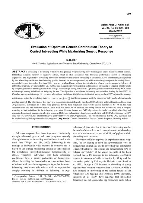 Pdf Evaluation Of Optimum Genetic Contribution Theory To Control