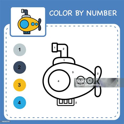 색칠로 숫자를 배우는 아이들을 위한 숫자로 색칠하기 워크시트 교육에 대한 스톡 벡터 아트 및 기타 이미지 교육 날기 만화 Istock