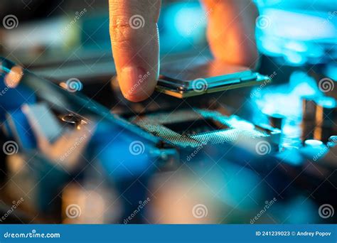 Motherboard Microchip In Hand Computer Testing Stock Image Image Of Motherboard Young 241239023