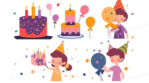 可爱小朋友过生日简笔画插画图片素材下载格式熊猫办公