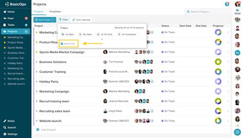 How To Filter Project Information In Projects Basicops Help Center